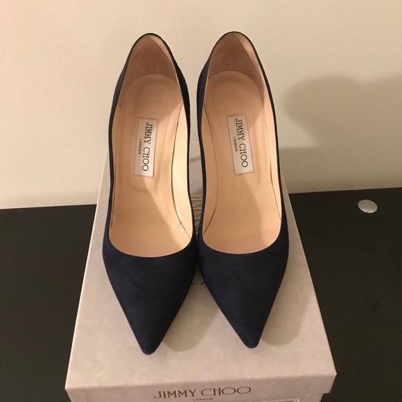 Jimmy Choo | Shoes | Jimmy Choo Navy Suede Heels | Poshmark